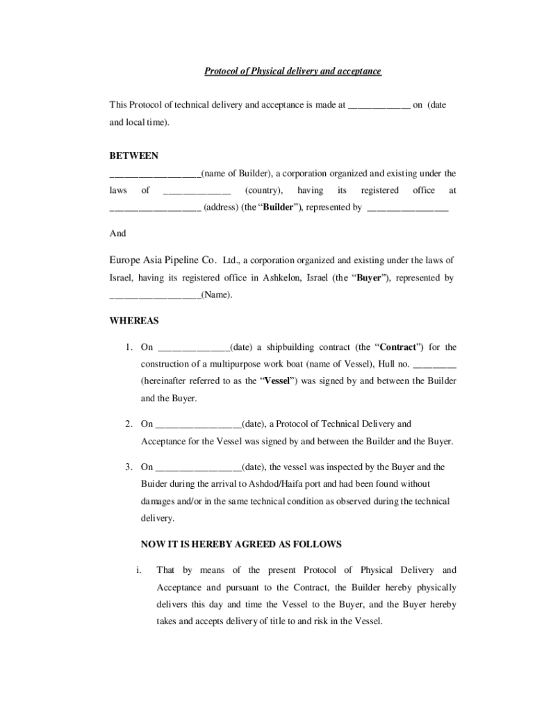 Fillable Online www.lawinsider.comclauseprotocol-of-deliveryProtocol of ...