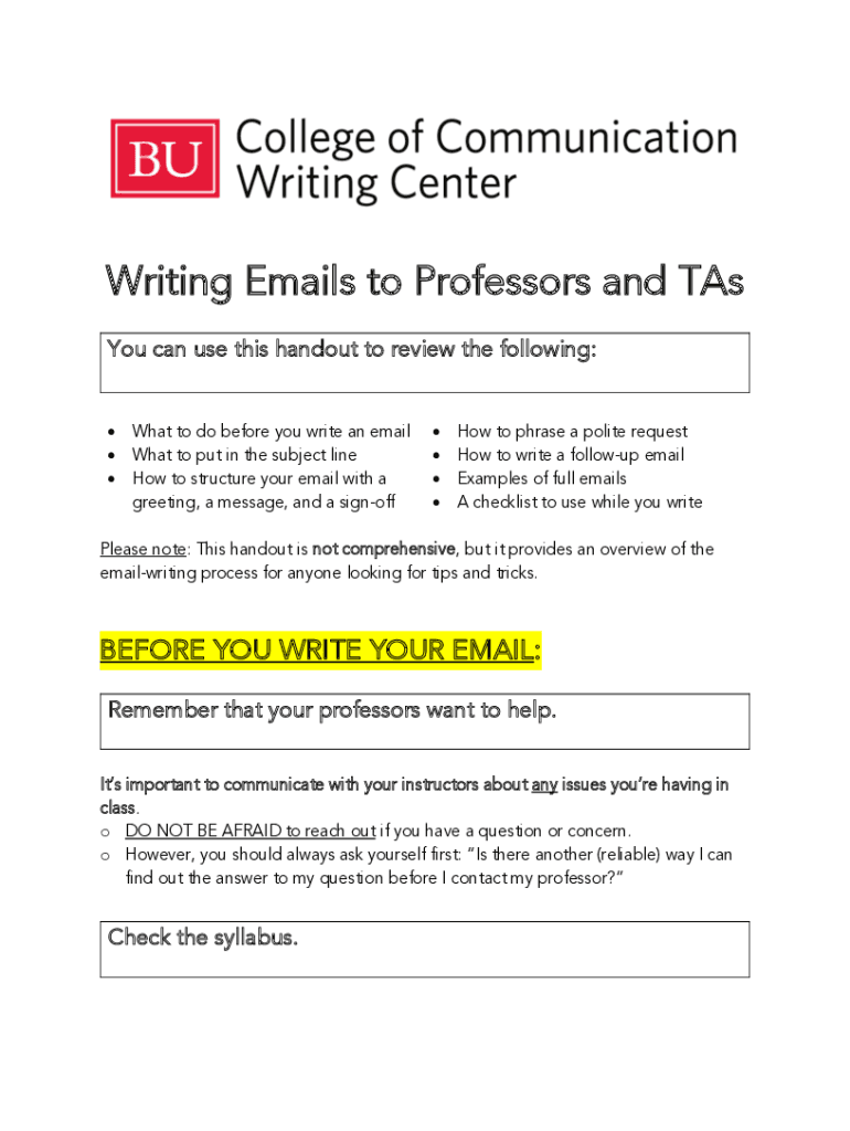 Fillable Online WCemails to profs and TAs.docx Fax Email Print - pdfFiller