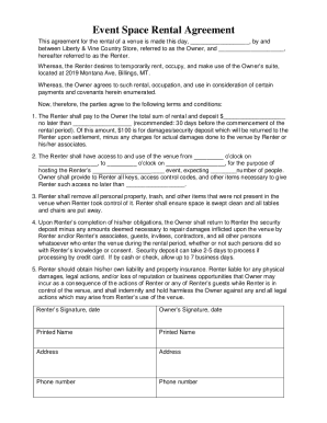 Fillable Online www.wonder.legalevent-venue-rental-agreementEvent Venue ...