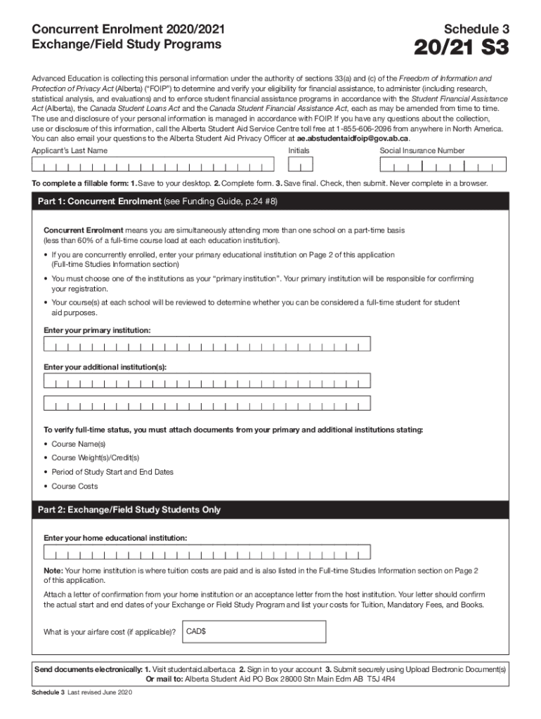 Fillable Online Concurrent-Enrollment-Exchange-Field-Study-Programs-Schedule3. studentaid ...