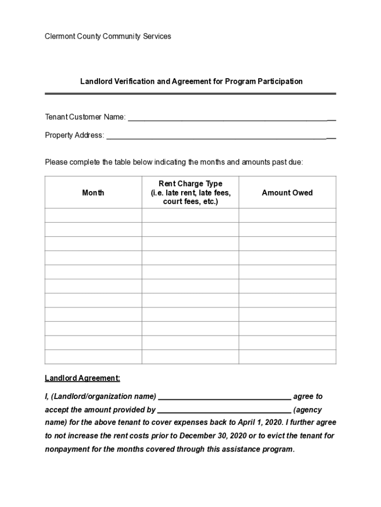 Fillable Online Landlord Verification Agreement Fax Email Print - pdfFiller