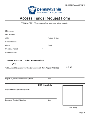 Fillable Online www.education.pa.govDocumentsK-12Access Funds Request ...