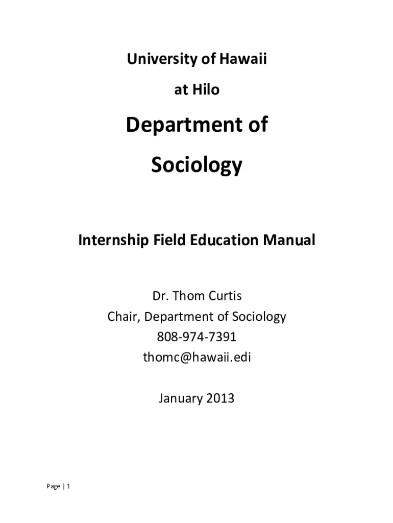 Fillable Online hilo hawaii Department of Sociology - UH Hilo Fax Email Print - pdfFiller