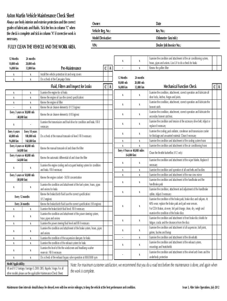 Fillable Online vdocuments.mxaston-martin-vehicle-maintenanceAston ...