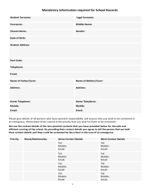 Fillable Online DATA COLLECTION SHEET - Churnet View Middle School Fax ...