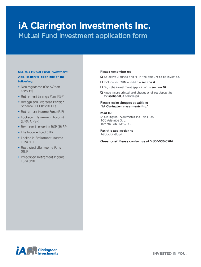 Fillable Online Mutual Fund investment application form. Mutual Fund investment application form ...