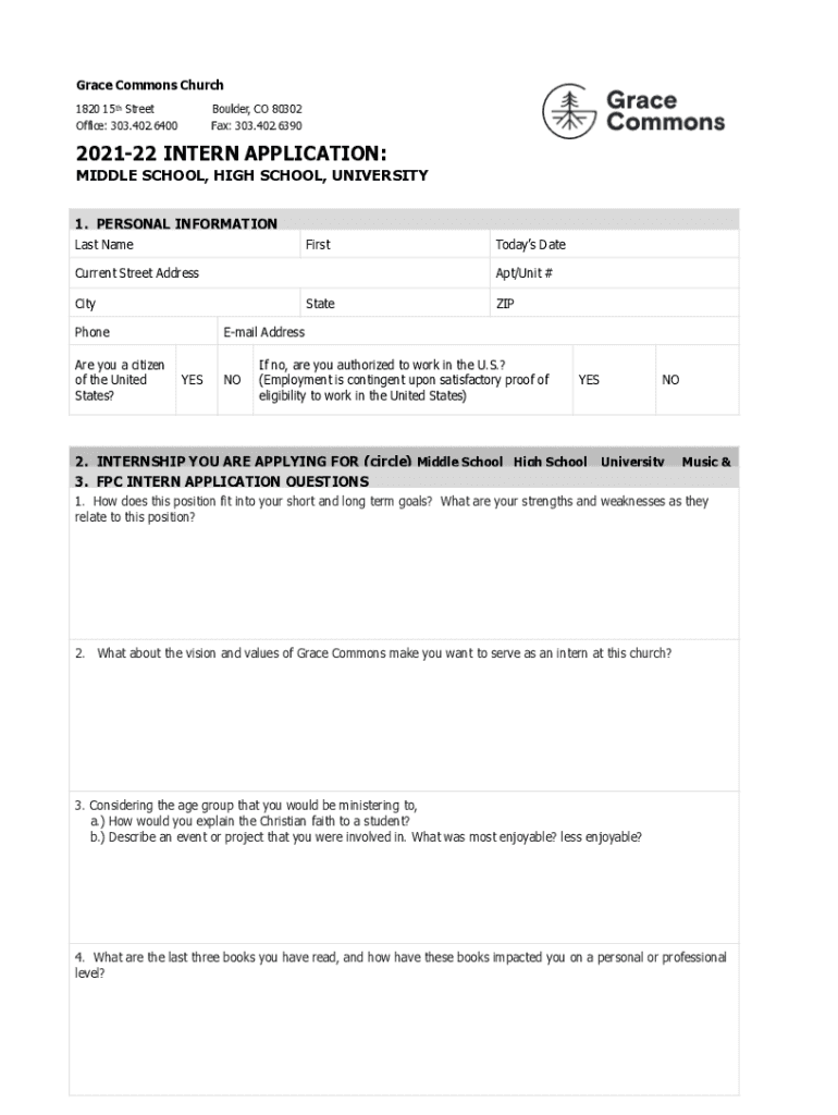 Fillable Online MY21-22 Intern Application SFM - Webflow Fax Email Print - pdfFiller