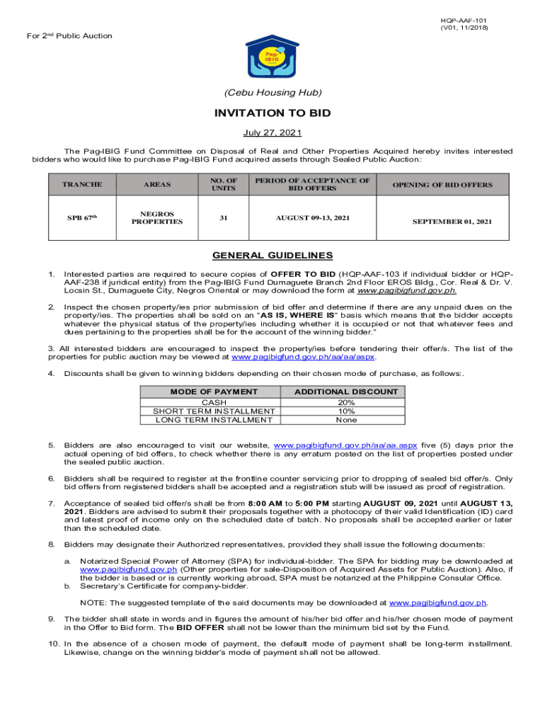Fillable Online INVITATION TO BID - Pag-IBIG FundINVITATION TO BID - Pag-IBIG FundINVITATION TO ...