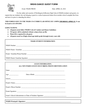 Fillable Online WKHS Dance Guest Permission Form - Worthington Schools Fax Email Print - pdfFiller