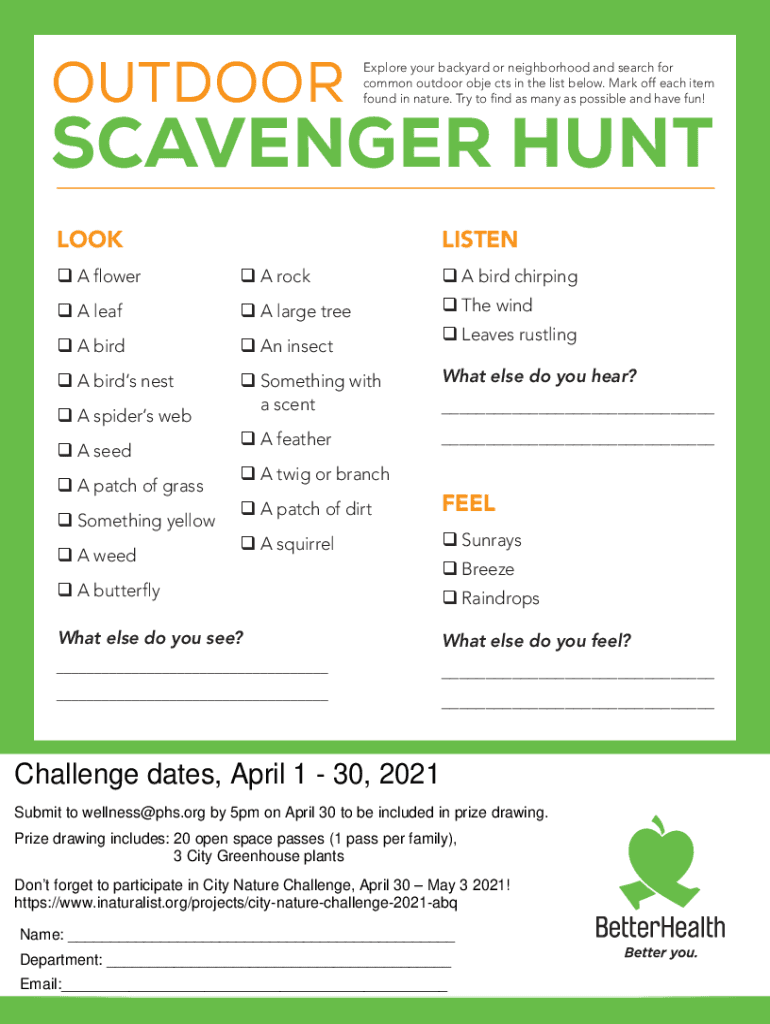 Fillable Online SCAVENGER HUNT - Eweb Cabq.Gov Fax Email Print - pdfFiller
