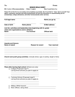 Fillable Online Brag Sheet: Everything You Need to Know (Template ...