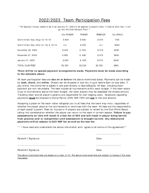 Fillable Online 2023 Participation Fees and payment schedule Fax Email ...