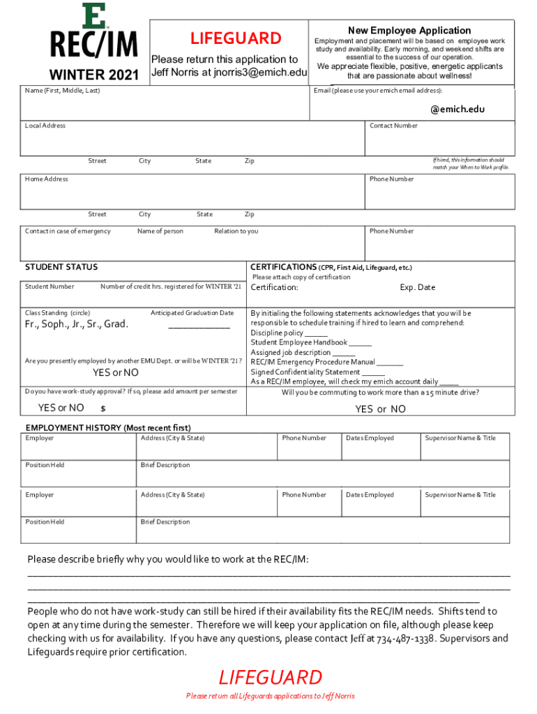 Fillable Online mkt.emich.edu recim documentsEASTERN MICHIGAN UNIVERSITY STUDENT RECREATION ...