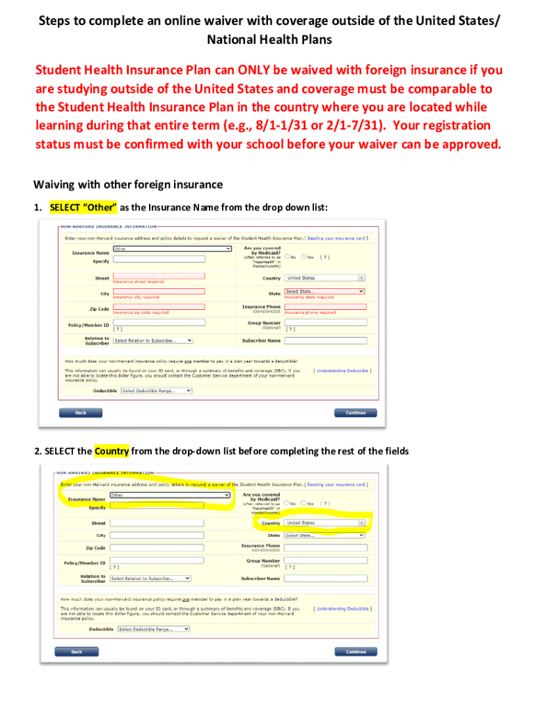 Fillable Online Instructions to Complete Online Waivers Outside the U.S. Fax Email Print - pdfFiller