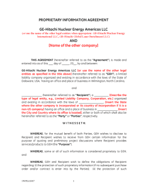 Fillable Online Proprietary Information Agreement Fax Email Print ...