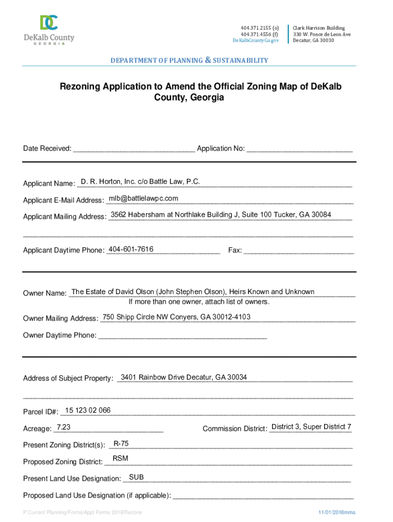 Fillable Online Rezoning Application to Amend the Official Zoning Map of ... Fax Email Print ...