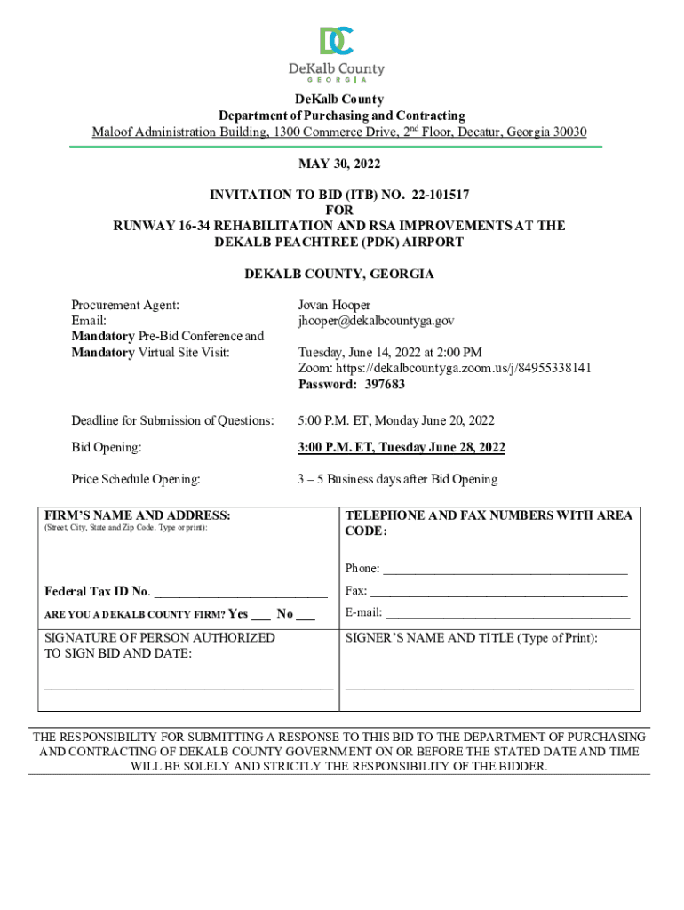 Fillable Online Fill - Free fillable DeKalb County Department of Purchasing and ... Fax Email ...