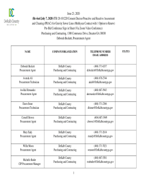 Fillable Online Revised Pre-Bid Sign-In Sheet 7-7-20. - DeKalb County ...