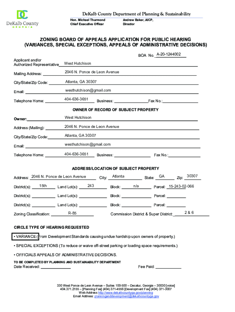 Fillable Online N10 -A-20-1244002- 2046 N. Ponce de Leon Avenue.pdf Fax ...