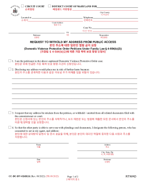 Fillable Online (Domestic Violence Protective Order Petitions Under Family Law 4-504(b)(2)) Fax ...