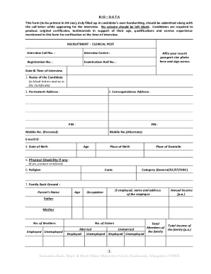 Fillable Online 10+ Biodata Format for Job PDF & Word Free ...