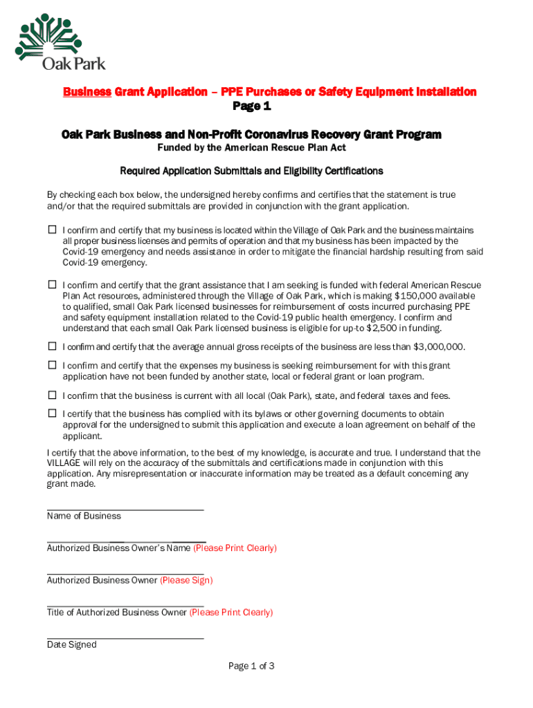 Fillable Online 501(c)(3) Non-Profit Grant Application PPE Purchases ...