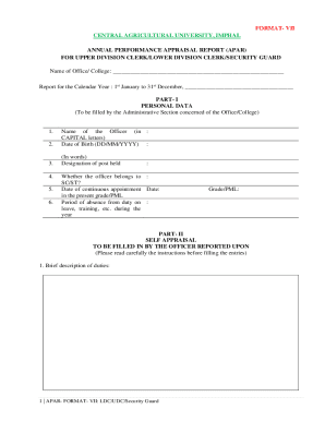 Fillable Online Annual Performance Assessment Report (APAR) Forms - DC ...