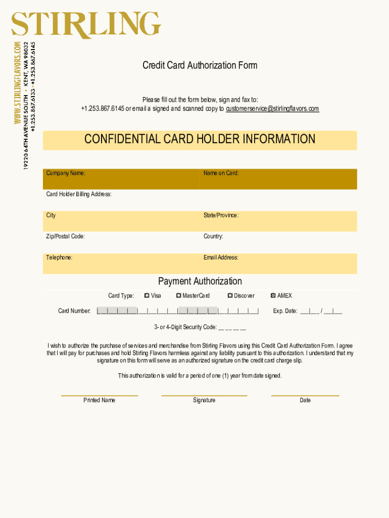 Fillable Online Quickbooks credit card authorization form pdf Fax Email ...