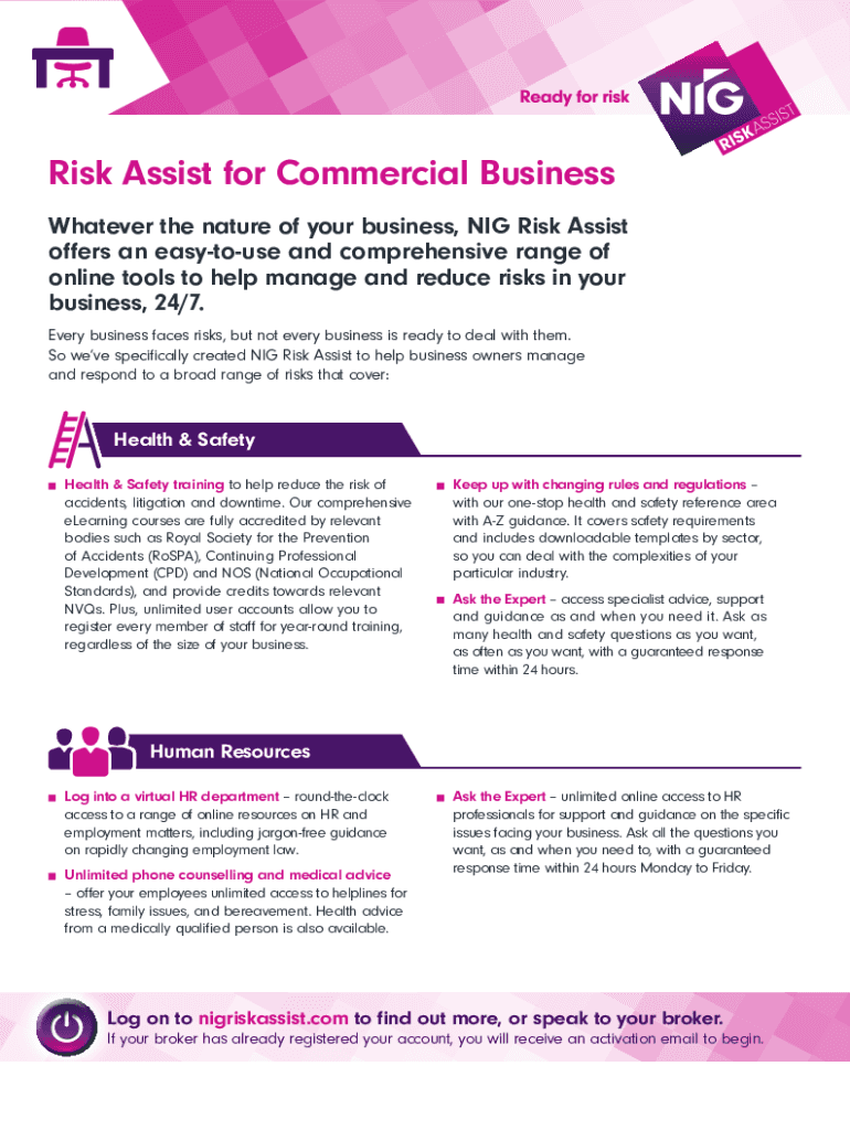 Fillable Online Risk Assist for Commercial Business - NIG Fax Email ...