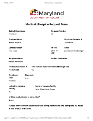 Fillable Online Medicaid Hospice Request Form - Maryland.gov Fax Email ...