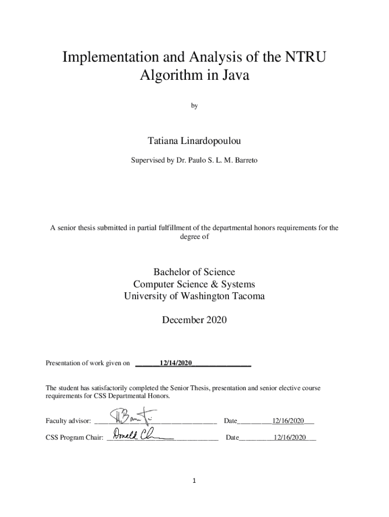 Fillable Online Implementation And Analysis Of The Ntru Algorithm In Java Fax Email Print