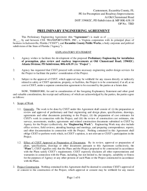 Fillable Online PRELIMINARY ENGINEERING AGREEMENT Fax Email Print ...