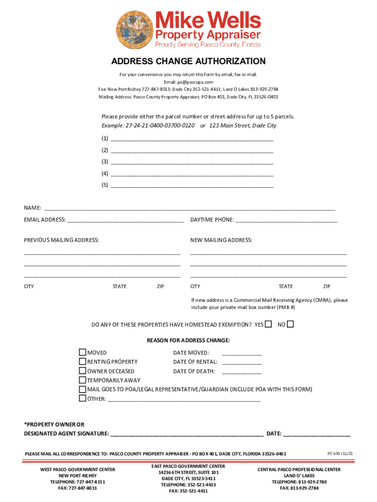 Fillable Online pascopa.comdocumentspdfsADDRESS CHANGE AUTHORIZATION - pascopa Fax Email Print ...