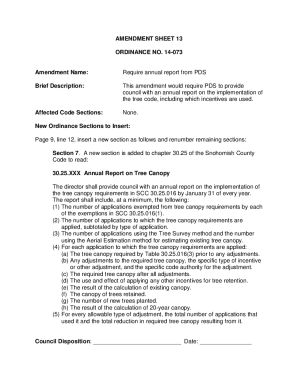 Fillable Online AMENDMENT SHEET 13 ORDINANCE NO. 14-073 Amendment ...