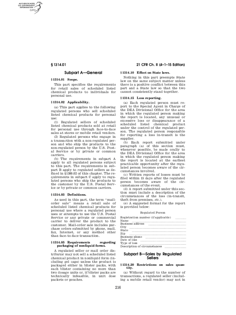 Fillable Online eCFR :: 27 CFR Part 20 -- Distribution and Use of ...