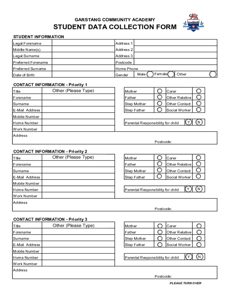 Fillable Online www.uslegalforms.comform-library458177-studentGet Student Data Collection Form ...