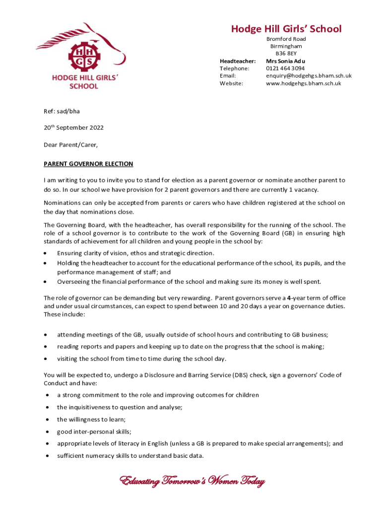 Fillable Online get-information-schools.service.gov.ukHodge Hill Girls ...