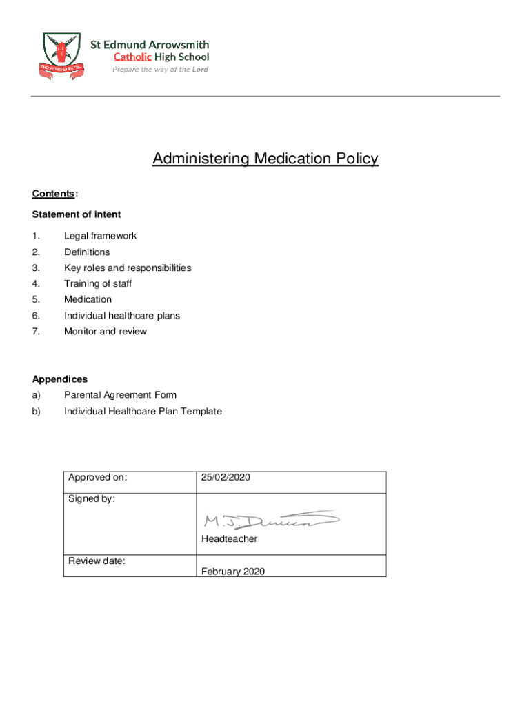 Fillable Online Medication Administration Policy - Department of Health ...