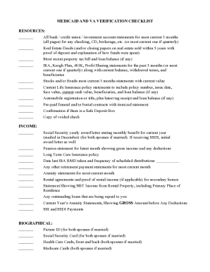 Fillable Online Medicaid Document Checklist - FamilyAssetsHow States ...