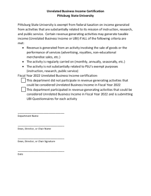 Fillable Online Unrelated Business Income Policy Fax Email Print ...