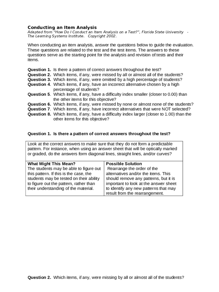 Guide to Item Analysis - Pennsylvania State UniversityWhat is Item ...
