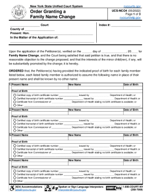 Fillable Online Order Granting a Family Name Change Fax Email Print ...