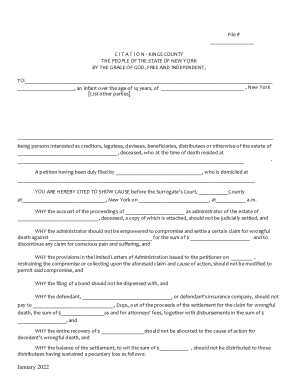 Fillable Online Wrongful Death Citation - New York State Unified Court ...