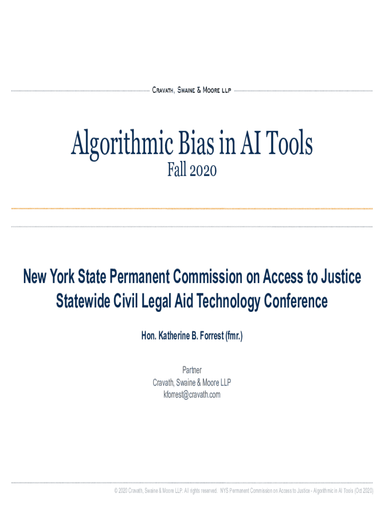 Fillable Online Algorithmic Bias in AI Tools - Unified Court System Fax Email Print - pdfFiller