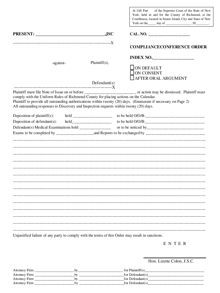 Fillable Online Compliance Conference Order Fax Email Print - pdfFiller