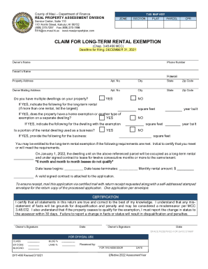 Fillable Online CLAIM FOR LONG-TERM RENTAL EXEMPTION Fax Email Print ...