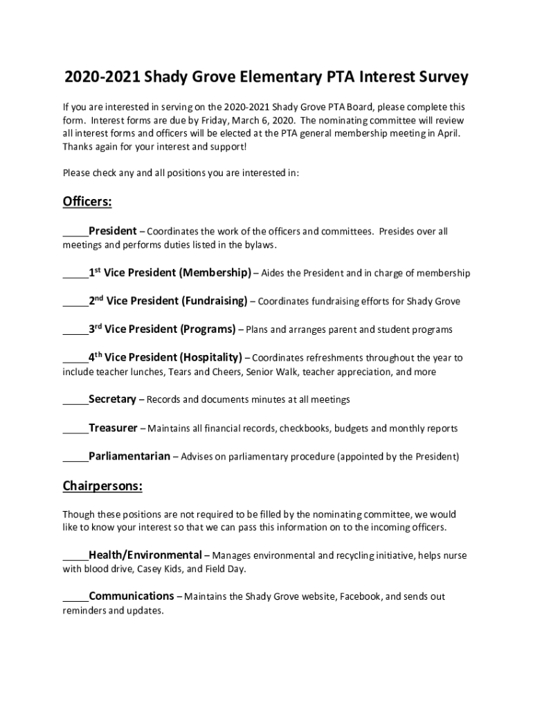 Fillable Online PTA-interest-form Fax Email Print - pdfFiller