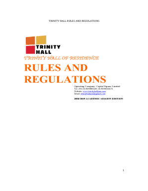 Fillable Online TRINITY HALL OF RESIDENCE RULES AND REGULATIONS Fax Email Print - pdfFiller