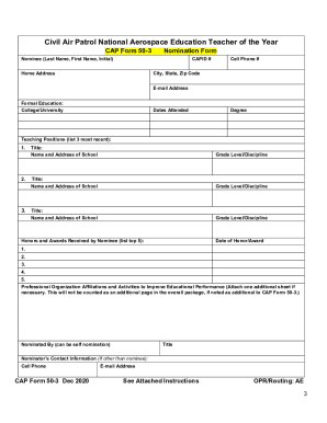 Fillable Online ACE Available AwardsCivil Air Patrol National ...