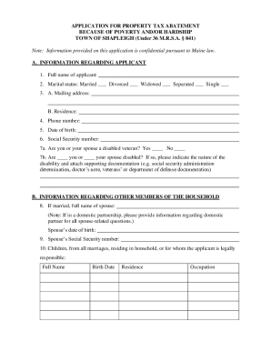 Fillable Online APPLICATION FOR PROPERTY TAX ABATEMENT BECAUSE OF ...